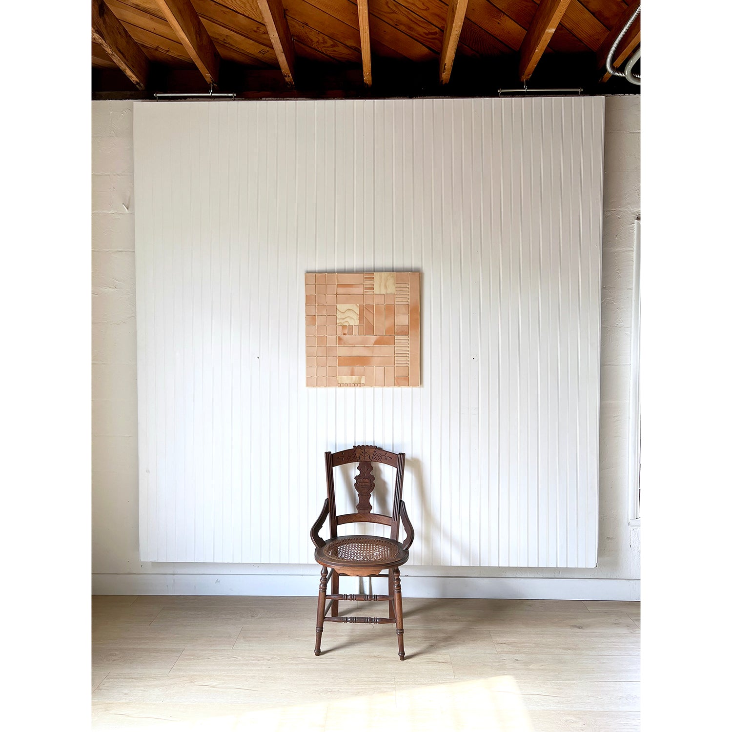 The Passage of Time III - Leather & Wood - 24" x 24" - Norwegian Wood